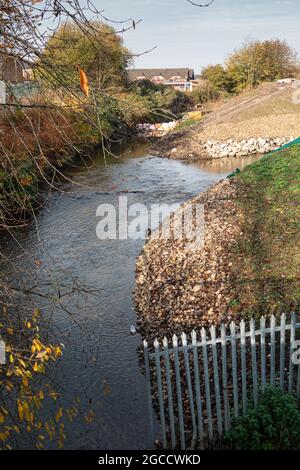 River Trent re-routing in a new naturalised channel between Stoke town ...