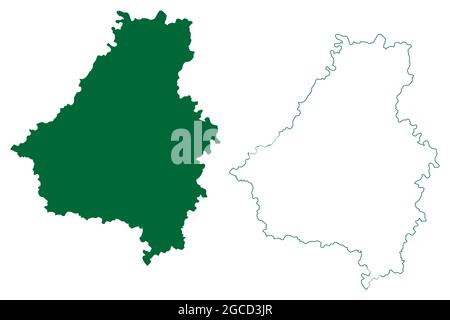 Bareilly district (Uttar Pradesh State, Republic of India) map vector ...