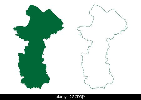 Chandauli district (Uttar Pradesh State, Republic of India) map vector ...
