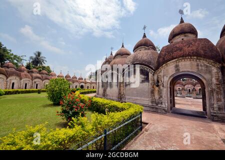 Panoramic image of 108 Shiva Temples of Kalna, Burdwan , West Bengal. A ...