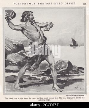 Polyphemus, the giant son of Poseidon and Thoosa in Greek mythology and ...