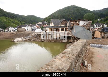 Rech, Germany. 08th Aug, 2021. In Rech, numerous houses were destroyed ...