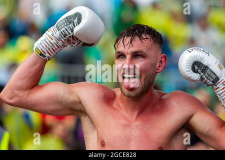 Belfast, UK. 06th Aug, 2021. After 10 grueling rounds Belfasts' Tyrone ...