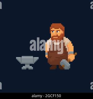 Anvil pixel art. 8 bit Blacksmith tool. pixelated Vector illustration Stock Vector Image & Art ...