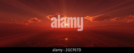 sunset calmly sea sun ray 3d render illustration Stock Photo - Alamy