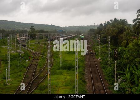 Verna Goa, India 17th July 2021: View of a passenger train engine of ...
