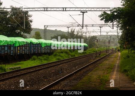 Verna Goa, India 17th July 2021: View of a passenger train engine of ...