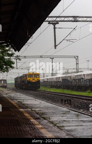 Verna Goa, India 17th July 2021: View of a passenger train engine of ...