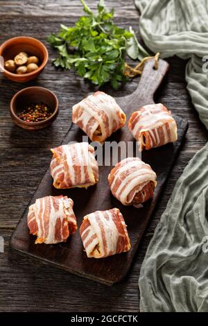 raw english meatballs, uncooked faggots are made of minced offal and ...