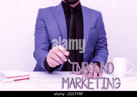 Text sign showing Inbound Marketing. Business photo text Process of ...