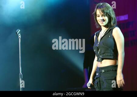 French pop singer Alizee performs on the stage during an her Asia ...