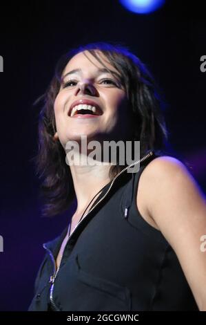 French pop singer Alizee performs on the stage during an her Asia ...