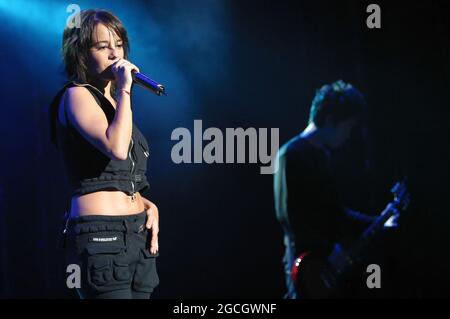 French pop singer Alizee performs on the stage during an her Asia ...