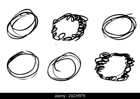 Hand Draw Sketch Circle Frame from Multiple Black thic market for your ...