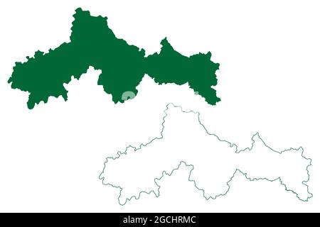 Etah district (Uttar Pradesh State, Republic of India) map vector ...
