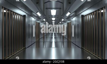 3d render futuristic interior jail Stock Photo - Alamy