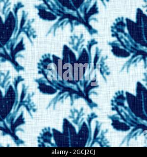 Cyanotypes blue white botanical linen texture. Faux photographic leaf ...