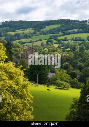 Batheaston, England, UK. The church of St John The Baptist appears in a ...