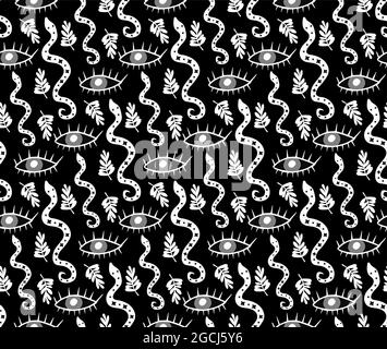 Happy halloween Boho abstract seamless pattern. Bohemian mystical magic ...