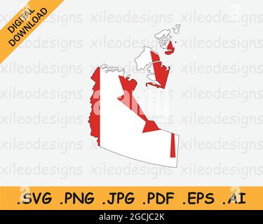 Northwest Territories Map Flag. Map of NT, Canada with flag isolated on ...
