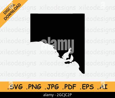 Adelaide map. Detailed black vector map of Adelaide city administrative ...