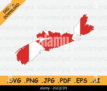 Nova Scotia Map Flag. Map of NS, Canada with flag. Canadian Province. Vector illustration Banner ...