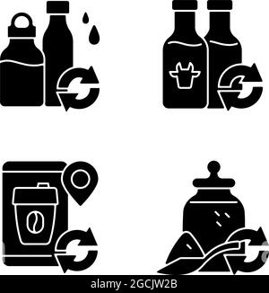 Refill options black glyph icons set on white space Stock Vector Image ...