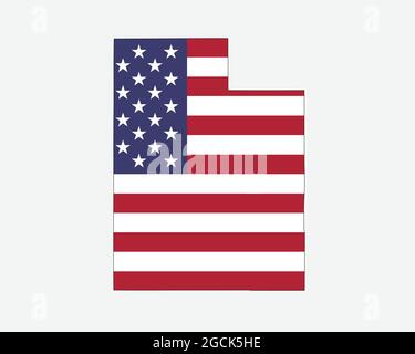 Utah Map Flag. Map of UT, USA with the state flag. United States ...