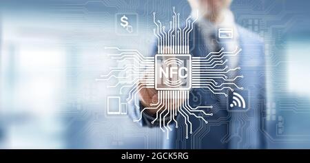 NFC Wireless communication technology Digital payment concept Stock ...