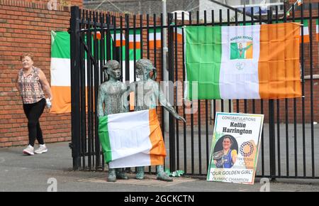 Flags and bunting near Kellie Harrington's home in Portland Row, Dublin ...