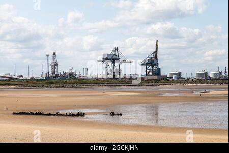 Teesport,Redcar,England,UK as viewed from South Gare In monochrome ...