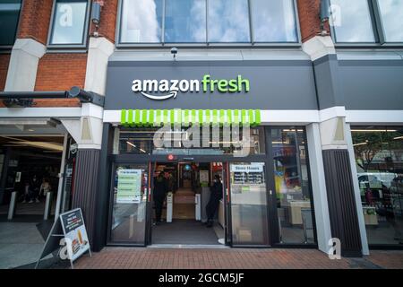 London- August 2021: Amazon Fresh store in Ealing Broadway in West ...