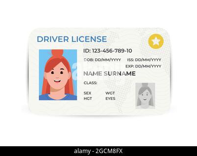 Usa driver license with male photo,flat template,cartoon vector ...