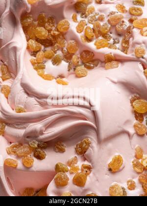 Punch flavour gelato - full frame detail. Close up of pink surface ...