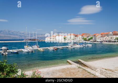Picturesque bay and the old town of Postira. Postira lies on the ...