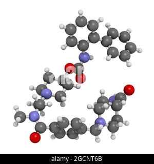 Revefenacin COPD drug molecule. 3D rendering. Atoms are represen Stock ...