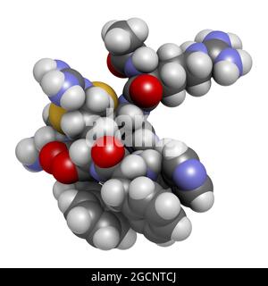 Setmelanotide drug molecule (MC4 receptor agonist). Skeletal formula ...