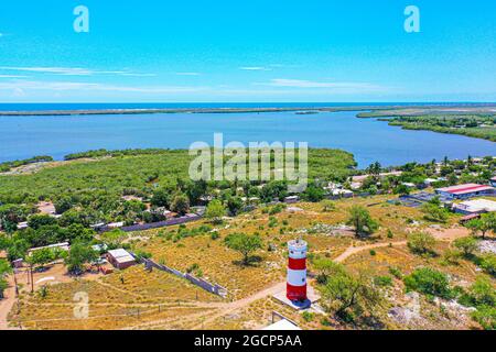 Lighthouse in the bay of Yavaros for maritime navigation. Yavaros ...
