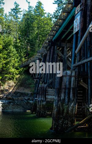 The single lane bridge between North and South Pender Islands, British ...