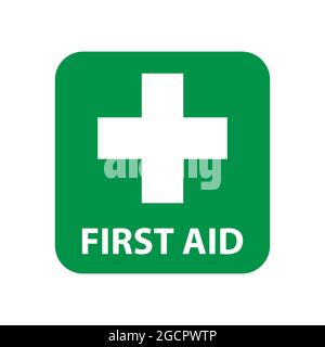 Green First Aid Box Icon in English and Arabic with Crescent or Half ...
