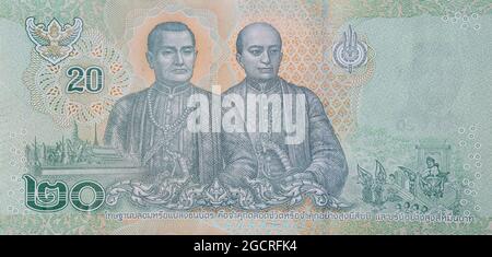 Close up of 20 Thai baht banknote texture on white background Stock ...