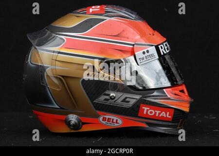 The helmet of Romain Grojean (FRA) Lotus F1 Team . Australian Grand ...