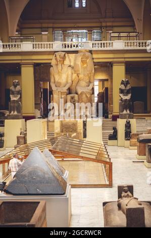 CAIRO, EGYPT - Jun 06, 2021: A slab of damaged stone engraved with ...