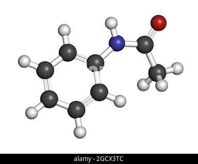 Acetanilide analgesic drug molecule (obsolete). Stylized skeletal ...