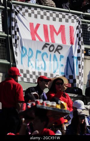 A banner for Kimi Raikkonen (FIN) Ferrari. Mexican Grand Prix, Saturday ...