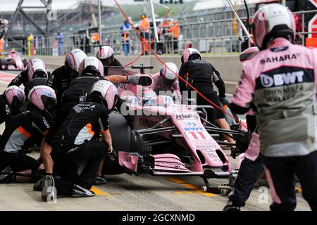 the Force India of Sergio Perez during the Formula 1 tests at the ...