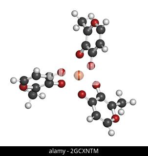 Ferric maltol iron deficiency drug molecule. Stylized skeletal formula ...