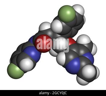 Lemborexant insomnia drug molecule. 3D rendering. Atoms are represented ...