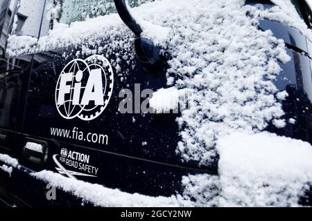Snow falls at the ciruiit. Formula One Testing, Day 3, Wednesday 28th ...
