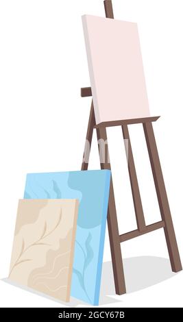 Easel with canvas painting semi flat color vector object Stock Vector ...